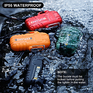 LcFun Waterproof Lighter Outdoor Windproof Lighter Dual Arc Lighter Electric Lighters USB Rechargeable-Flameless-Plasma Cool Lighters for Camping,Hiking,Adventure,Survival Tactical Gear
