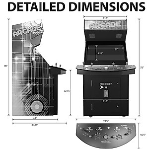 Creative Arcades Full Size Stand-Up Commercial Grade Arcade Machine | 4 Player | 3500 Games | 32" LCD Screen | 4 Sanwa Joysticks | Trackball | 2 Stools Included | 3 Year Warranty