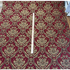 Damask Tapestry Chenille Fabric - Upholstery Fabric, 60" Width - Sold by The Yard (Dark Red/Gold)