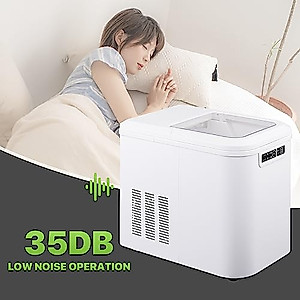 Magshion Ice Maker Countertop with Self-Cleaning, 26lbs/24H, Bullet-Shaped Ice (2 Sizes), Digital Display & Timer, 1.8lbs Ice Storage Capacity, Ice Cube Maker Machine for Home & Kitchen (White)