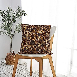 Pillowcase 16"X16" Square Decorative Throw Pillow Case Cushion Cover for Sofa Couch Car Home - Abstract Leopard Skin Dots Camo