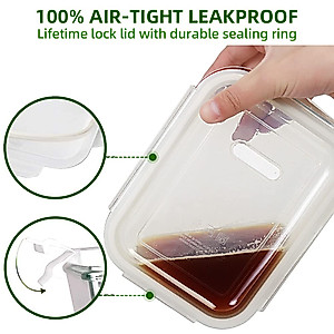 DAS TRUST 5 Pack 36oz Glass Food Storage Containers Meal Prep Containers Reusable Fridge Organizers Lunch Container for Adults Food Storage Containers with Lids Airtight Pizza Storage Salad Container