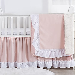 Brandream Girls Nursery Bedding Pink Baby Bedding Princess Ruffle Crib Blanket Set 3 Piece