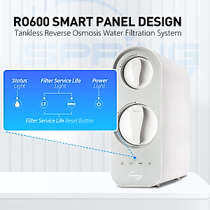 iSpring RO600ORB Tankless Reverse Osmosis System Under Sink, 600 GPD Fast Flow RO System, 2.5:1 Pure to Drain Ratio RO Water Filter System, Oil Rubbed Black Faucet, White