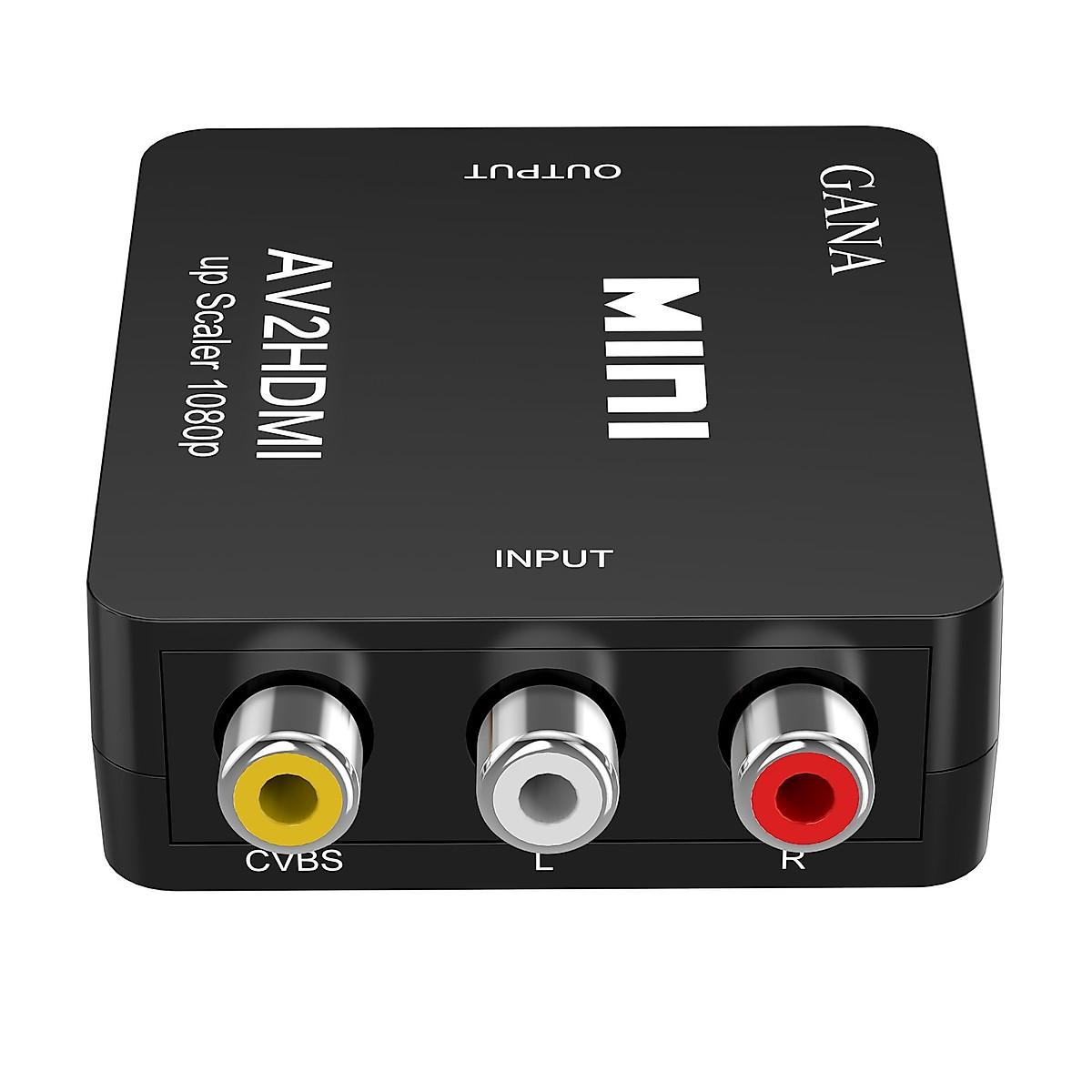 GANA RCA to HDMI, 1080P Mini RCA Composite CVBS AV to HDMI Video Audio Converter Adapter Supporting PAL/NTSC with USB Charge Cable for PC Laptop Xbox PS4 PS3 TV STB VHS VCR Camera DVD (Black)