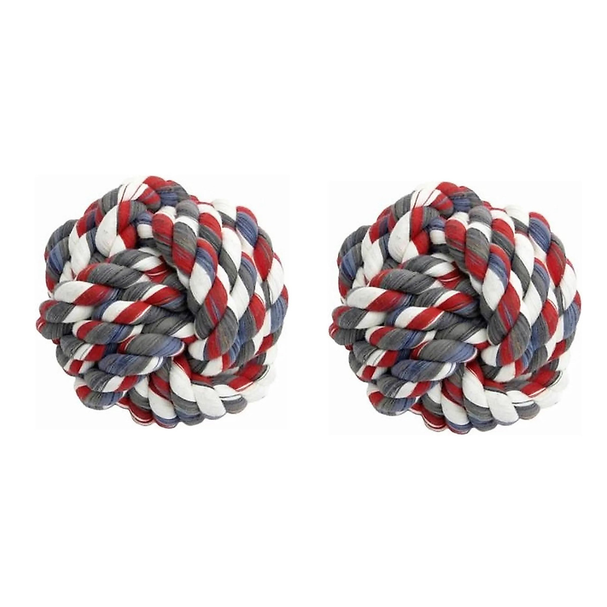MPP Rope Dog Ball Toy 3.75 Inch Durable Dental Flossy Tough Chew Choose Quantity (4 Ball Toys)