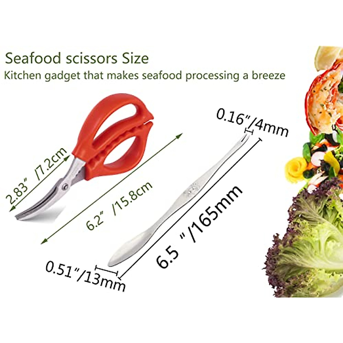 Multi-Function Kitchen Shears Seafood Scissors for Kitchen Seafood,Fish,Crab,Shrimp,Lobster,Vegetable picking,flower art etc