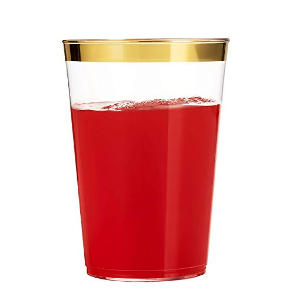Munfix 100 Gold Plastic Cups 12 Oz Clear Plastic Cups Tumblers Gold Rimmed Cups Fancy Disposable Wedding Cups Elegant Party Cups with Gold Rim