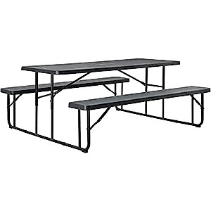 Global Industrial 6' Folding Plastic Picnic Table, Charcoal