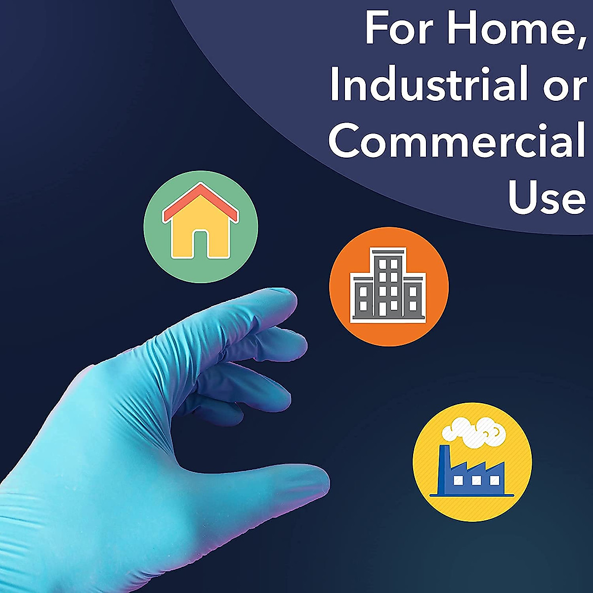 Circlecare Powder-Free Nitrile Disposable Exam Gloves, Industrial Medical Examination, Latex Free Rubber, Non-Sterile, Food Safe, Textured Fingertips, Ultra-Strong, Pack of 200, Blue -