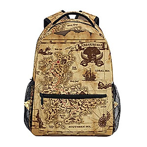 senya Pirate Treasure Map School Backpack Travel Rucksack Book Bag Laptop Backpack
