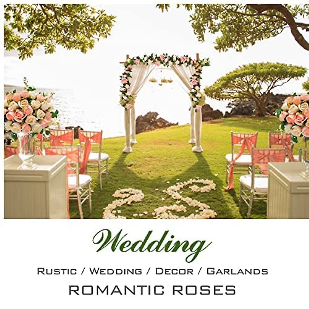 MYT Artificial Fake Rose Flowers Garland Hanging Flowers Vine 2 Pcs for Wedding Arch Flowers、Home Party、 Garden Craft Art Decor(Pink and Champagne)