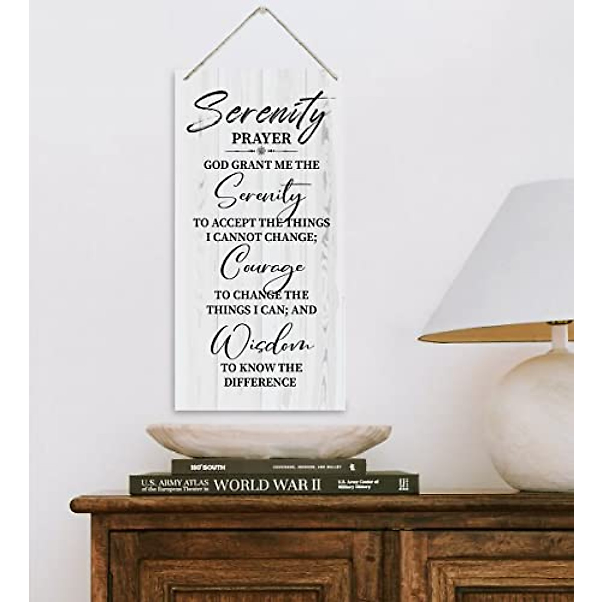 Serenity Prayer Sign, Printed Wood Plaque Sign Wall Hanging, Christian Decor Wood Sign Gift, God Grant Me The Serenity Wall Decor Framed, Farmhouse Live Room Bedroom Decor Wall Art Sign 12" x 6"
