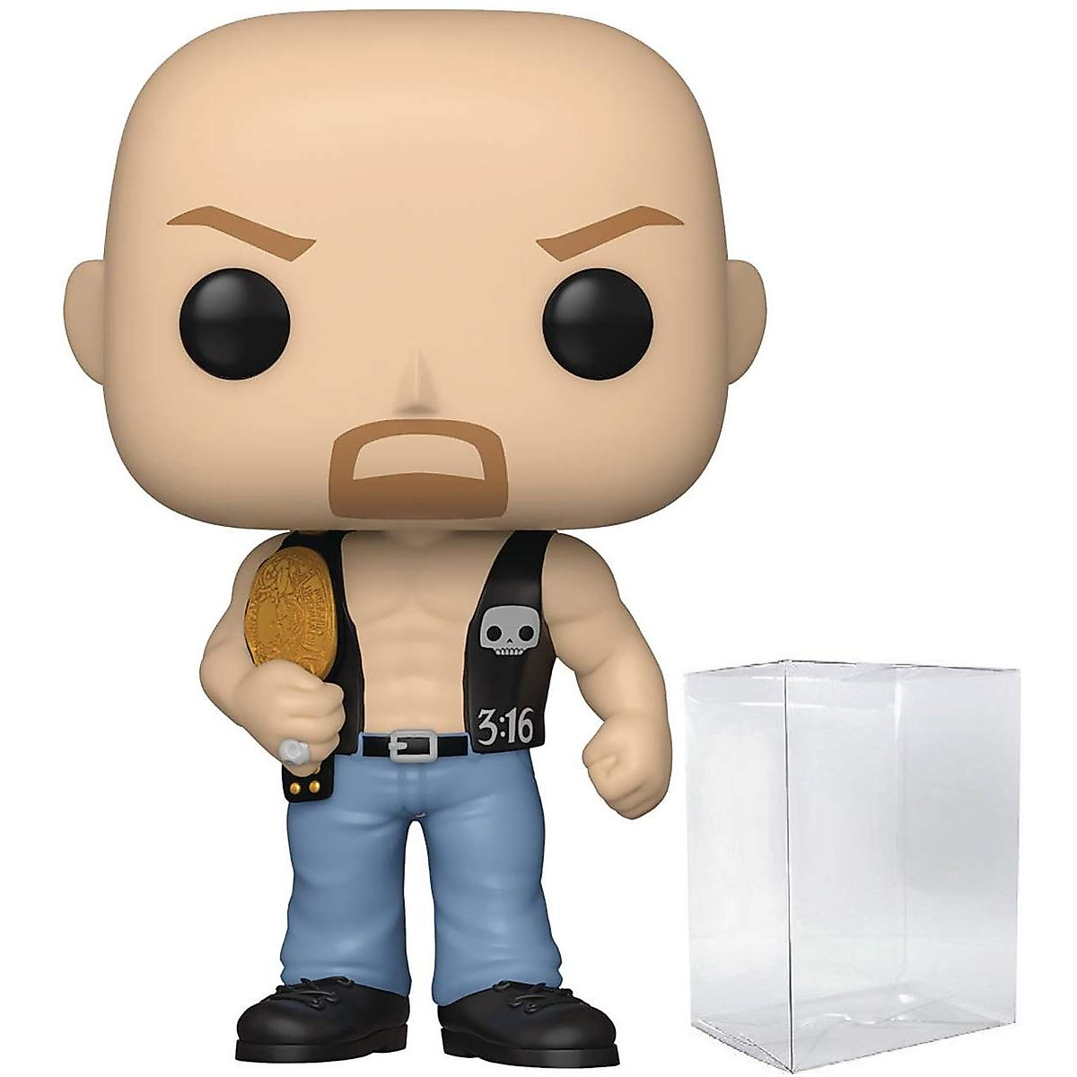 Funko POP WWE: Stone Cold Steve Austin with Belt Pop! Vinyl Figure (Bundled with Compatible Pop Box Protector Case), Multicolor, 3.75 inches
