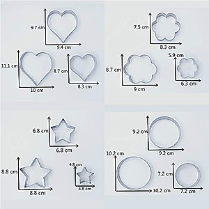 LILIAO Basic Cookie Cutter Set - Round, Star, Square, Flower and Heart Fondant Biscuit Cutters - Stainless Steel