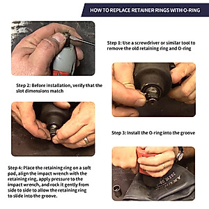 10 Packs 1/2" Impact Wrench Socket Retainer Rings with O-ring, Replacement Parts Compatible with IR, Snap-On, Chicago Pneumatic, Florida Pneumatics, and Air Cat Electric and Pneumatic Air Wrench