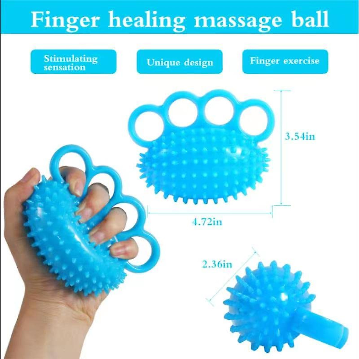 NC Hand Grip Exerciser Strengthener,Four Finger Exerciser Ball and Hand Exercisers for Strength,Squeeze Ball and Stress Balls for Adults,Therapy Ball for Hand Cramps and Recovery