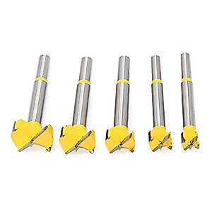 Yakamoz 5Pcs 15-35mm Carbide Forstner Drill Bit Set Hinge Hole Saw Cutter Wood Slabs Flat Wing Boring Drill Bits Auger Opener Woodworking Tool