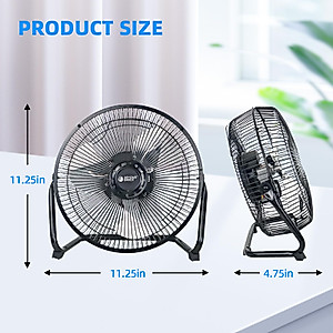 BEYOND BREEZE 9 inch Floor Fan, 3-Speed Small All Metal Cradle Floor Fans with Adjustable Tilt for Desk, Tabletop, Office