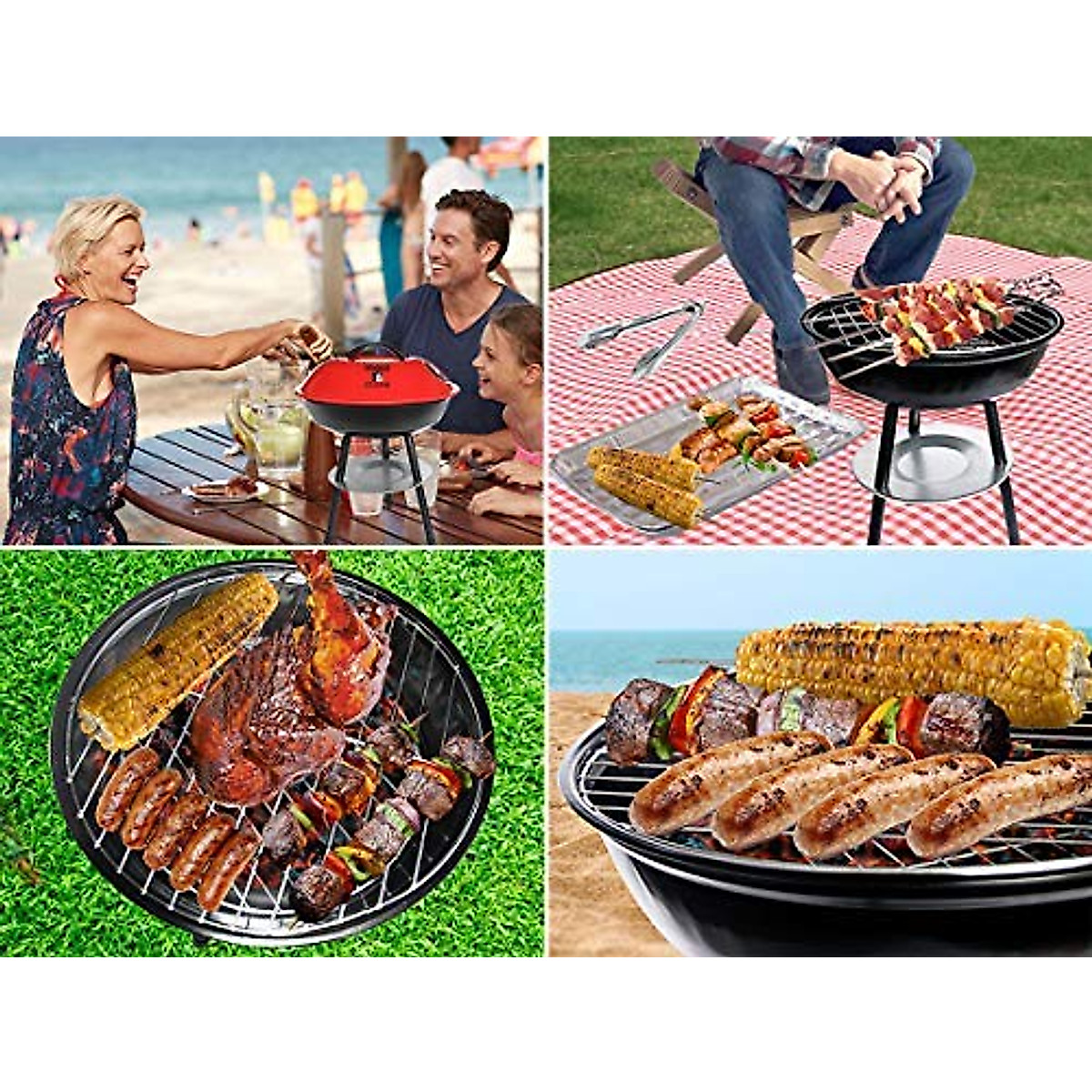 Moss & Stone Premium Portable 14Inch BBQ | Ultimate Outdoor Charcoal Barbecue Grill with Removable Legs & Ash Catcher | Portable BBQ Table Stand & 2 Chrome Plated Grilling Grates | Mesh Edges