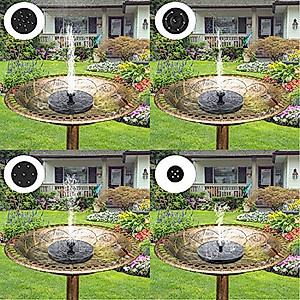 Mademax Solar Bird Bath Fountain Pump, Solar Fountain with 4 Nozzle, Free Standing Floating Solar Powered Water Fountain Pump for Bird Bath, Garden, Pond, Pool, Outdoor