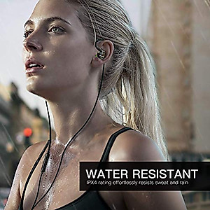 Wired Sport Earphone Running Earphone with Microphone and Remote Sweatproof and Noise-Resistant in Ear Earphone for Running Gym Jogging (Green)