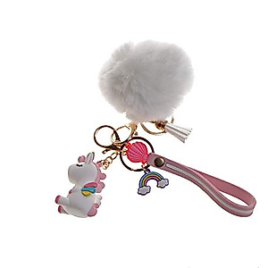 Unicorn Aiprod 1 2 Case with Keychain/Fur Ball/Strap (White)