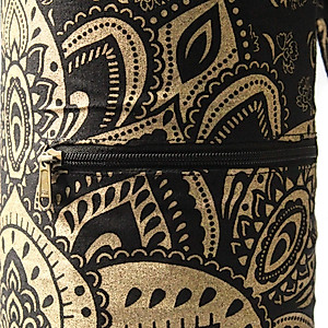 Ababilart Indian Mandala Black Gold Hippie Yoga Mat Carrier Bag with Shoulder Strap