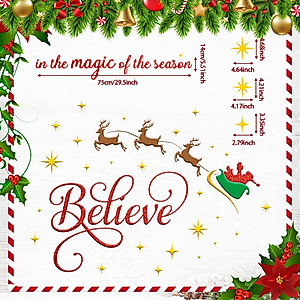 Landhoow 41 Pcs Magnetic Christmas Garage Door Decorations Christmas Garage Magnets Believe Quote Stickers Magnetic Holiday Santa Claus Reindeer Star Car Decal Magnets for Home Party Decor