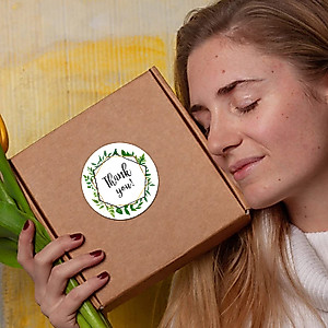 Greenery Wreath Thank You Stickers, 2 inch 50Pcs Self-Adhesive Thank You Labels Great for Wedding, Small Business, Bakeries, Handmade Goods Birthday Party Favors Labels & Mailing Supplies.