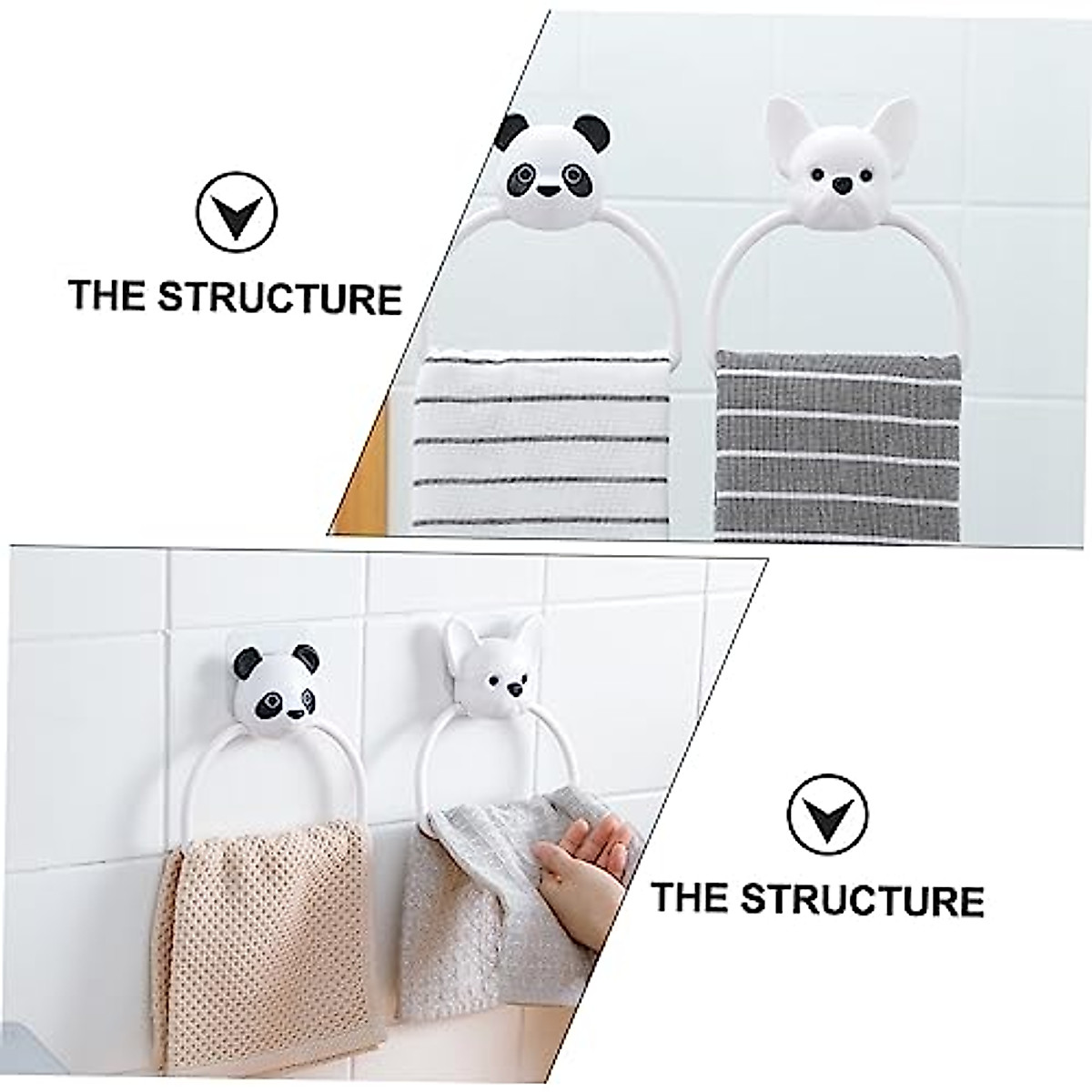 Cabilock 1pc Towel Rack Plastic Hooks for Hanging Clothes Hanger Hooks Hanger Hooks for Plastic Hangers Countertop Towel Ring Hand Towel Holder Tower Rack Abs White Punch Free Ring Cute