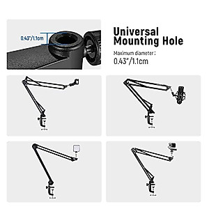 NEEWER Metal Table Mounting Clamp for Microphone Suspension Boom Scissor Arm Stand Holder with an Adjustable Positioning Screw, Fits up to 1.9inch/5centimeters Desktop Thickness (Black)