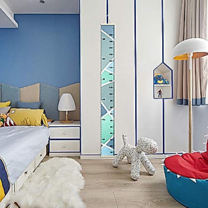 Growth Charts for Kids, Harebe Removable Canvas Wall Hanging Growth Height Chart for Home Decoration, Ruler Wall Decor for Kids, Child Boy Girl - Macaron Blue