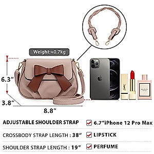 K.EYRE Small Purse for Women Cute Bow Knot Crossbody Shoulder Purses and Handbags - Apricot