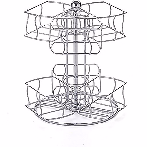 Nifty Tea Bag Spinning Carousel – 6 Compartments, Up to 60 Tea Bags Storage, Spins 360-Degrees, Lazy Susan Platform, Modern Chrome Design, Home or Office Kitchen Counter Organizer