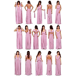 Women's Transformer Convertible Multi Way Wrap Long Prom Maxi Dress V-Neck High Low Wedding Bridesmaid Evening Party Grecian Dresses Boho Backless Halter Formal Cocktail Dance Gown Green Small