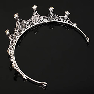 FORSEVEN Rhinestone Tiara Crystal Princess Crowns Pageant Birthday Wedding Party Headband Hair ​Accessories for Women and Girls (Silver)