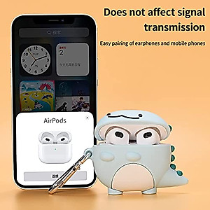 Ahnspiceo Cover, 3D Cute Funny Anime Characters Design Case Compatible with AirPods 3rd Generation Case 2021,for Women Men (Cute Dinosaur)