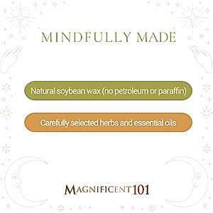 Magnificent 101 Energy Cleanse Vibes 6-oz. Candle in Tin Holder; 100% Natural Soy Wax with Sage & Palo Santo Essential Oils for Aromatherapy, Smudging, Meditation, Home Energy Cleansing; Great Gift