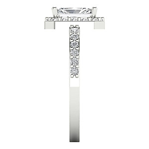 Clara Pucci 2.07 ct Emerald Cut Solitaire Halo Stunning Moissanite Designer Anniversary Bridal Engagement Ring 14k White Gold 5