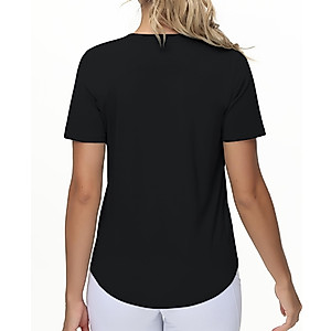 THE GYM PEOPLE Women's Workout Short Sleeve Breathable T-Shirts Athletic Yoga Tee Tops Black