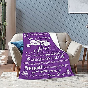 Niece Blanket Gifts, to My Niece Throw Blanket, Birthday Gifts for Nieces from Uncle Auntie, Beautiful Niece Blanket 60"x50"Ultra-Soft Micro Fleece Blankets for Bed