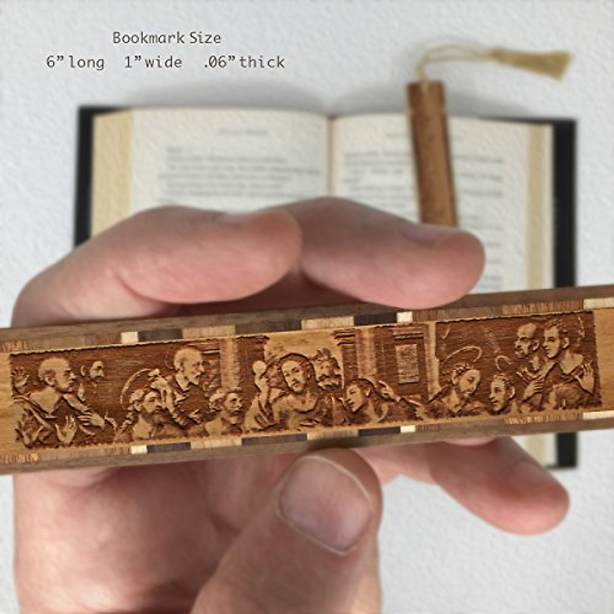 Personalized The Last Supper Jesus Apostles Engraved Wooden Bookmark - Made in USA - Also Available Without Personalization