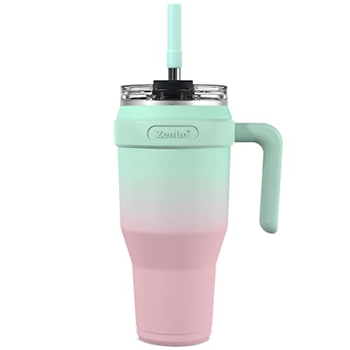 Zenbo 40 oz Tumbler With Handle, Screw on Lid and Straw|Stainless Steel Insulated Tumbler, Keeps Drinks Cold up to 34 Hours, Fit in Car Cup Holder, Dishwasher Safe and BPA Free