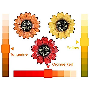 YEAHOME Metal Flower Wall Decor - 9 inch Wall Art Decorations Sunflower Spring Yard Garden Decor Hanging for Bathroom, Bedroom, Living Room - Office/Home Spring Decorations Boho Art, Set of 3 Handmade Gift for Indoor or Outdoor