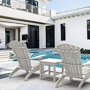 Cecarol Adirondack Side Table, 19.6" Square Oversized Outdoor Side Table, Fade-Resistant and Weather Resistant End Table, Poly Resin Worry-Free Plastic Table for Porch, Patio, Seaside, White-OST01