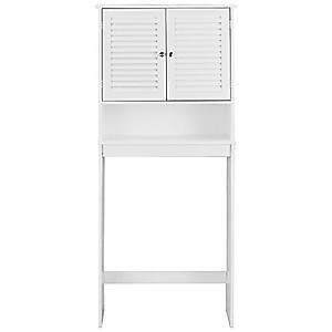 Giantex Over-The-Toilet Storage Cabinet, Freestanding Toilet Rack with 2-Door Cabinet, Adjustable Shelf, Bathroom Space Saver, Storage Organizer for Bathroom, Washroom, Laundry Room, White