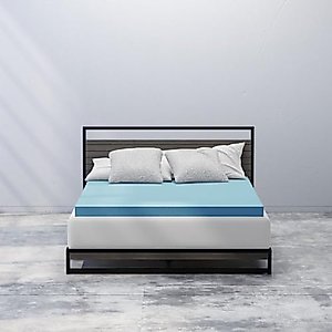 ZINUS 2 Inch Green Tea Cooling Gel Memory Foam Mattress Topper, Cooling Gel Foam, CertiPUR-US Certified, Twin XL, Blue