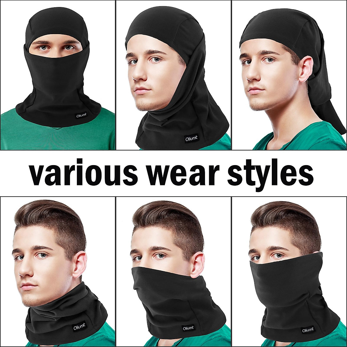 Oliumt Balaclava Ski Mask, Warm, Breathable & Lightweight, Full Coverage Fleece Winter Face Mask for Men & Women (Black,Black)