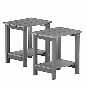 MXIMU Outside Adirondack Square Side Table, Weather Resistant Patio Table, Outdoor End Tables for Backyard, Pool, Indoor Companion, Front Porch